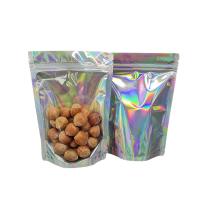 China 4.7x7.9 Inch Resealable Mylar Holographic Ziplock Foil Stand Up Pouches For Candy Coffee Food Packaging for sale
