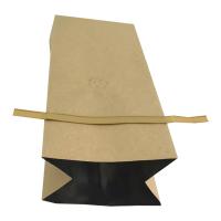 China 0.5lb 1lb Brown White Black Foil Lined Flat Bottom Kraft Paper Bags With Tin Ties Closure And Degassing Valve for sale