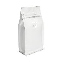 China Aluminum Foil Liner Matte White 8 Oz Coffee Bags With Valve Square Bottom Zipper Pull Tape for sale