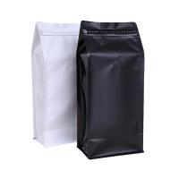 China 16 Oz 1 Lb Matte Black Wholesale Coffee Bags With Valve Degassing And Side Ziplock Flat Bottom for sale
