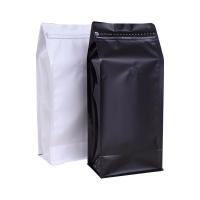 China 1lb White Black High Barrier Flat Bottom Coffee Bag Aluminumed Foil With Valve Resealable Side Zipper for sale