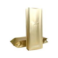 China Heat Sealable Aluminum Foil Liner Side Gusset Folded Flat Bottom Coffee Bags With Valve For Coffee Bean Tea Leaves Pack for sale