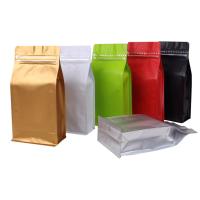 China 1lb White Black High Barrier Flat Bottom Coffee Bag Aluminumed Foil With Valve Resealable Side Zipper for sale
