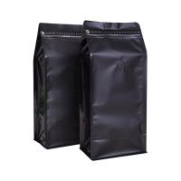 China 16 Oz 1 Lb Matte Black Wholesale Coffee Bags With Valve Degassing And Side Ziplock Flat Bottom for sale