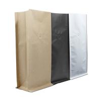 China 0.5lb 1lb Brown White Black Foil Lined Flat Bottom Kraft Paper Bags With Tin Ties Closure And Degassing Valve for sale