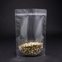 China Customized Transparent Zipper Top Stand Up Pouches with Tear Notch for Food Packaging for sale