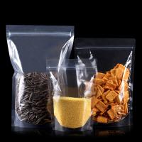 China Crystal Clear Reusable Zipper Stand Up Pouches 100 MIC For Food Snack Packaging for sale