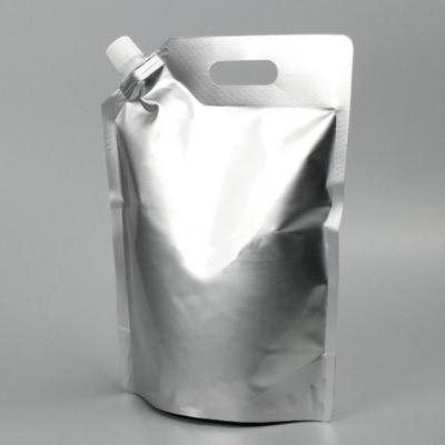 China Customizable Handle Top Aluminium Foil Stand Up Pouch Bag With Spout and Lid for Liquid Drinks Packaging for sale