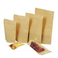 China Front Side Transparent Back Side Brown Kraft Bags Stand Up Kraft Pouches with Ziplock for Food Packaging Storage for sale