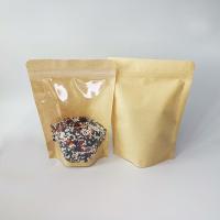 China 4.7x7.9 Inch Plastic Clear Front Brown Kraft Back Reclosable Stand Up Ziplock Pouch Bags Doypack For Food Packaging for sale