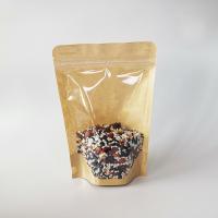 China 4.7x7.9 Inch Plastic Clear Front Brown Kraft Back Reclosable Stand Up Ziplock Pouch Bags Doypack For Food Packaging for sale