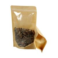 China Laminated Gusset Brown Kraft Paper Stand Up Pouch With Zipper Closure For Food Beans Packaging for sale