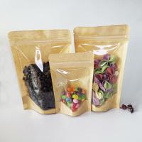 China 4.7x7.9 Inch Plastic Clear Front Brown Kraft Back Reclosable Stand Up Ziplock Pouch Bags Doypack For Food Packaging for sale