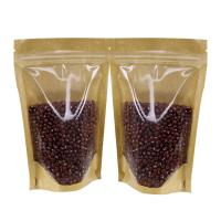 China Clear Front Back Stand Up Resealable Kraft Paper Ziplock Bags For Food Dry Nuts Tea Leaves Packaging Storage for sale