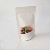 China Water-proof Matte Plastic Film Laminate Stand Up White Paper Pouch with Zipper Window for Snacks, Candy, Food Packaging for sale