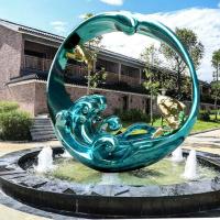 China Mirror Electroplating Metal Art Sculptures Green Water And Waves for sale