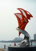 China Cultural Park Landscape Large Metal Symbol Sculpture Stainless Steel for sale