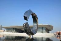 China ODM Stainless Steel Abstract Sculpture Mirror SS Circular Tube Connecting Sculpture for sale