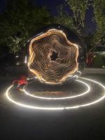 China Outdoor garden at night large abstract sculpture LED lights with light wave changes welcome custom sculpture for sale
