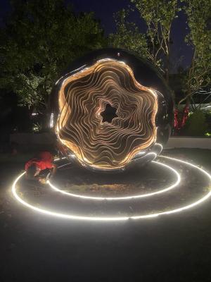 China Outdoor garden at night large abstract sculpture LED lights with light wave changes welcome custom sculpture for sale