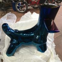 China Interior Metal Art Sculptures Gem Blue Abstract Metal Sculptures Stainless Steel 316 Electroplated for sale