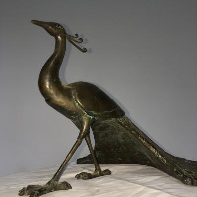 China Small Copper Art Sculpture Cartoon Style Dog Bronze Cast Sculpture for sale