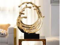 China Gold Mirror Resin Art Sculpture Spray Modern Art Metal Sculptures Lobby Decoration for sale