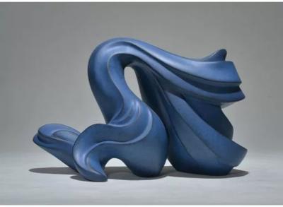 China Gray Blue Resin Art Sculpture Abstract Indoor Floor Statues  Square Indoor Table Decoration for sale
