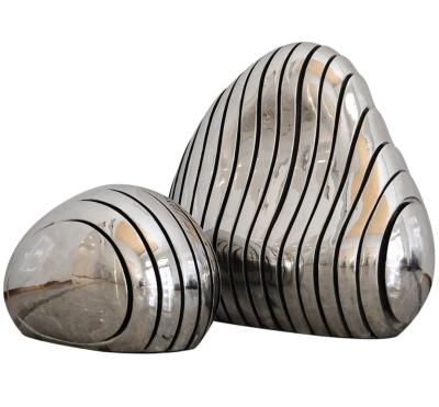 China Speckled Stone Stainless Steel Sculpture Hollow Metal Outdoor Statues Sculptures for sale