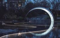 China Waterscape Large Metal Art Sculptures , Pool LED Lights Stainless Steel Statue for sale