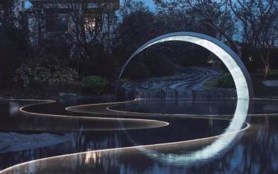 China Waterscape Large Metal Art Sculptures , Pool LED Lights Stainless Steel Statue for sale