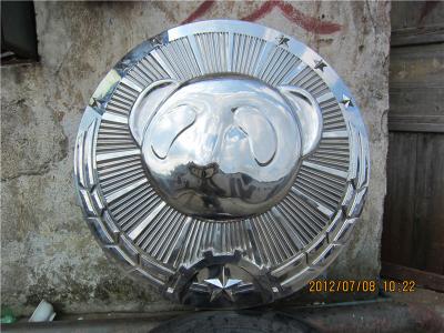 China Panda Head Abstract Animal Sculpture , Polished Surface Wall Hanging Metal Sculptures for sale