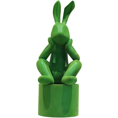 China 800 Mm Resin Rabbit Statues , OEM ODM Animal Garden Sculptures for sale