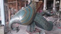 China Peacock Metal Animal Sculptures Large Outdoor Garden Statues Pool Decoration for sale