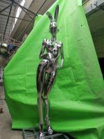 China Customized Stainless Steel Sculpture Mirror Abstract Mechanical Large Rabbit Sculpture for sale