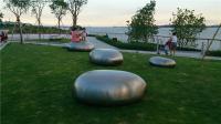 China Stone Metal Outdoor Sculpture Abstract , Surface Brushed Mirrored Garden Sculpture Decoration for sale