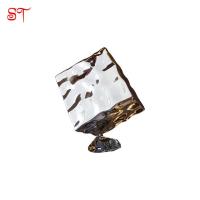 China Outdoor Metal Lawn Ornaments Abstract Ripple Square Statue Crafts Stainless Steel Landscape Art Sculpture Garden Cube for sale