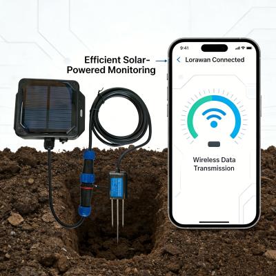 China LoRaWAN solar powered wireless soil sensor providing high precision environmental data for greenhouses orchards and lawns for sale