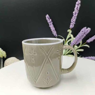 China Handmade Pottery Tea Cup Pottery   Coffee Mug 300ml Ceramic Coffee Mugs for sale