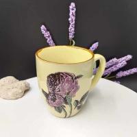 China 13oz Ceramic Coffee Mug Red Glazed Stoneware Breakfast Cup Microwave Dishwasher Safe for sale