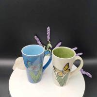 China 13oz Glazed Stoneware Coffee Mug with Twill Relief Design for Daily Use for sale