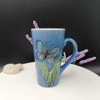 China 13oz Glazed Stoneware Coffee Mug with Twill Relief Design for Daily Use for sale