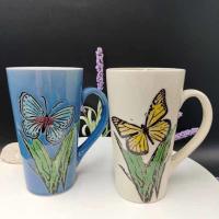 China 13oz Glazed Stoneware Coffee Mug with Twill Relief Design for Daily Use for sale