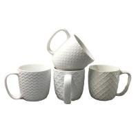 China Honeycomb Point Height 9cm White Ceramic Mugs With FDA Certificate for sale