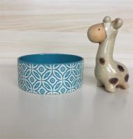 China 7 Inch 17.8cm Blue Decal Ceramic Dog Food Bowl Custom Size OEM Pet Bowl for sale