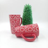 China 20OZ Red Color Glaze Ceramic Drinking Mugs With  Decals for sale