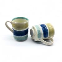 China 21OZ Stoneware Hand Made	Ceramic Drinking Mugs Whit Texture Inside for sale