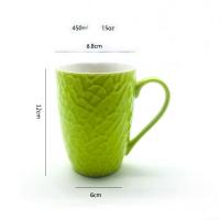 China 350ml Bone China Custom Embossed Coffee Mugs With Handle Classic for sale