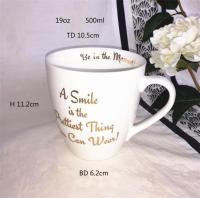 China 500ml New Bone China Coffee Mug with Gold Plated Design FDA LFGB Certified for sale