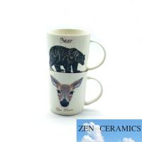 China 10oz 88mm Height Ceramic Coffee Mugs New Bone China Cute Animal Design FDA Certified for sale